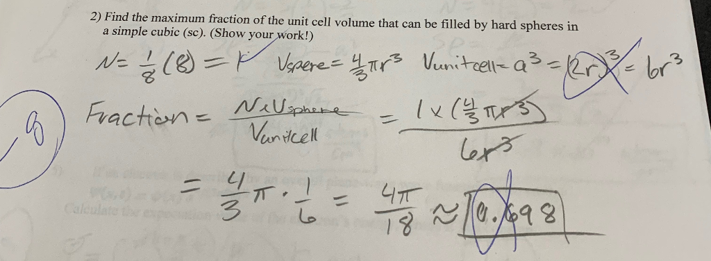 Solved Find the maximum fraction of the unit cell volume | Chegg.com