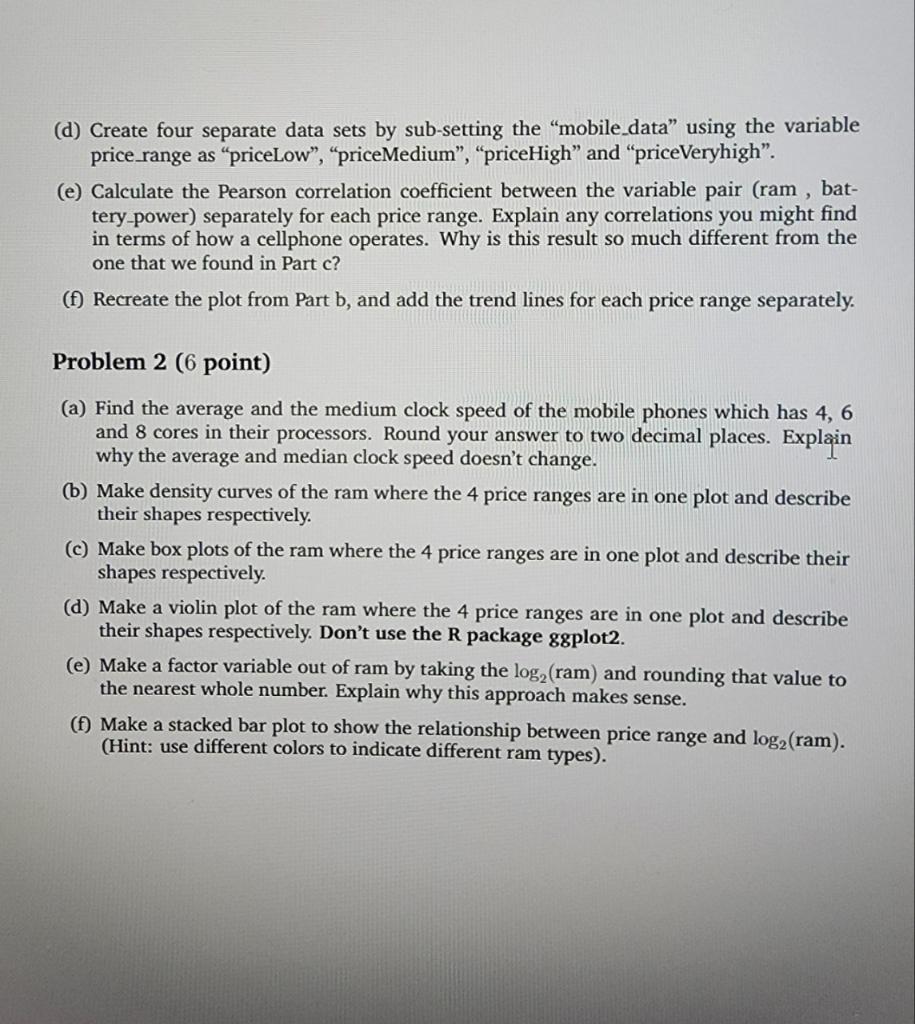 Download the Mobile Price Classification data set | Chegg.com