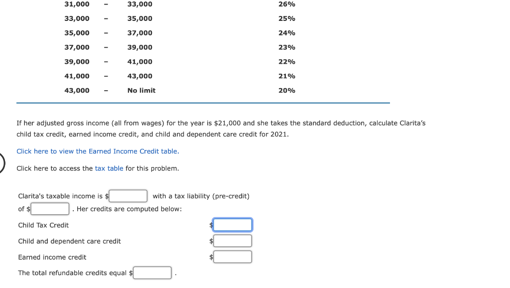 Solved If her adjusted gross income (all from wages) for the | Chegg.com