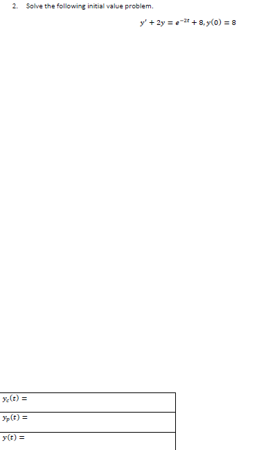 Solved 2. Solve the following initial value problem. | Chegg.com