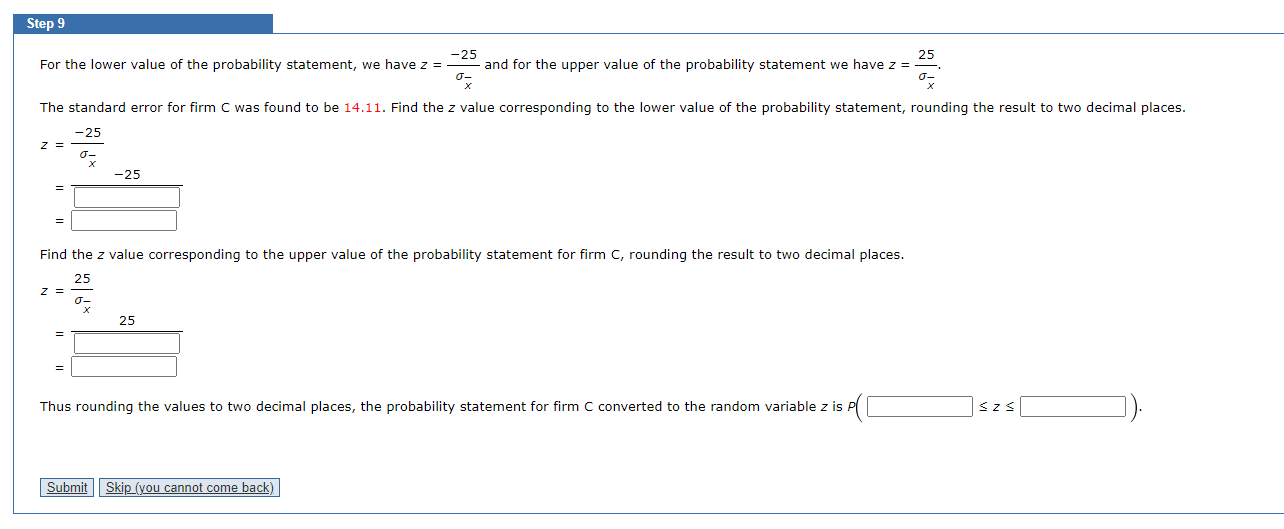 Solved For the lower value of the probability statement, we | Chegg.com