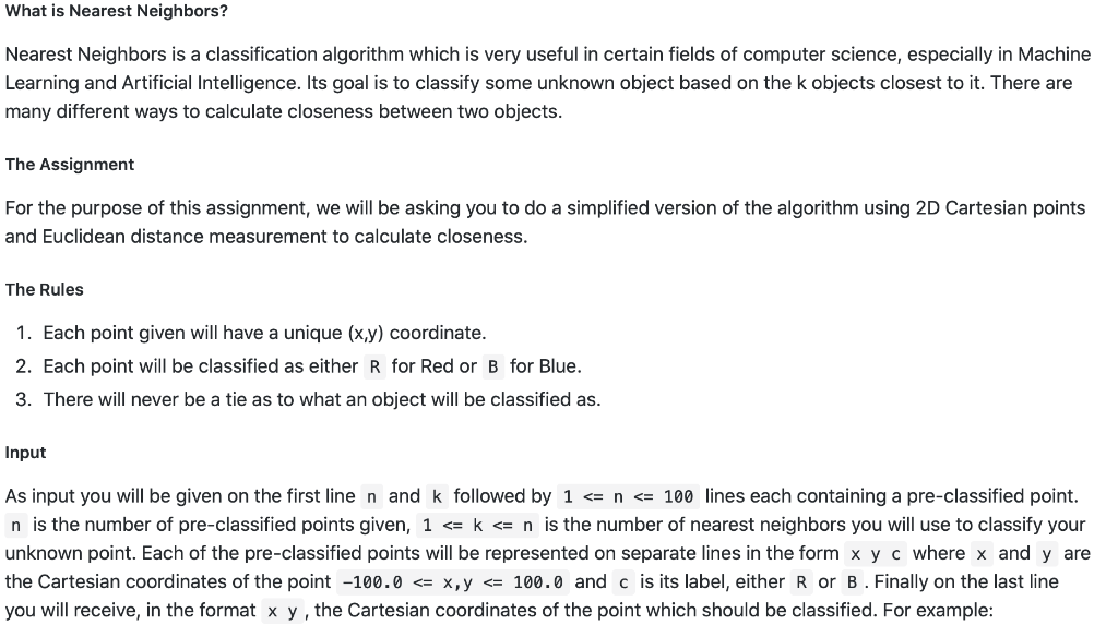 Solved What is Nearest Neighbors? Nearest Neighbors is a | Chegg.com