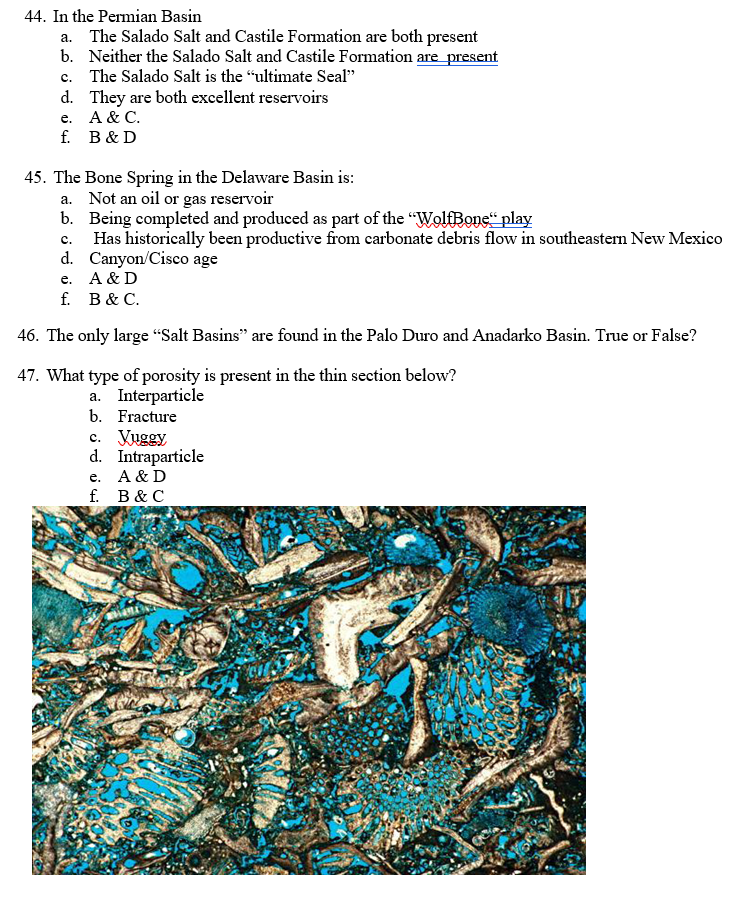 Solved 44. In the Permian Basin a. The Salado Salt and | Chegg.com