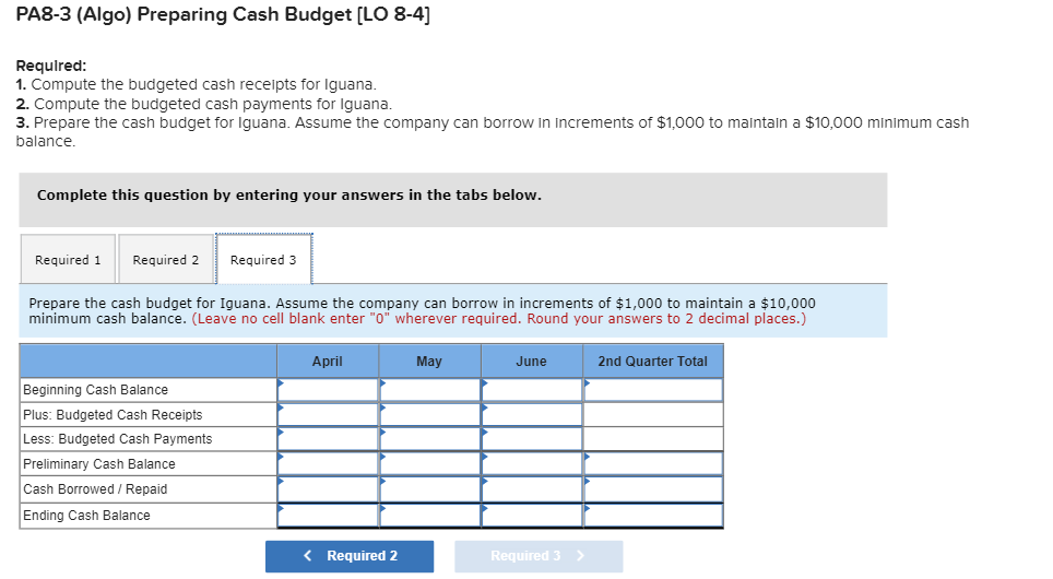 Solved Required Information SB Problem PA8-1 to PA8-3 [The | Chegg.com