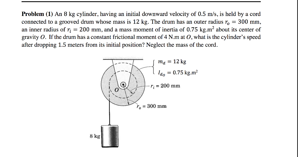 Solved Problem (1) An 8 kg cylinder, having an initial | Chegg.com