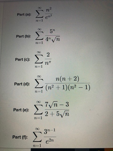 Solved For each series indicate by name the test you are | Chegg.com