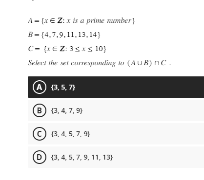 Solved A={x∈Z:x is a prime number } | Chegg.com