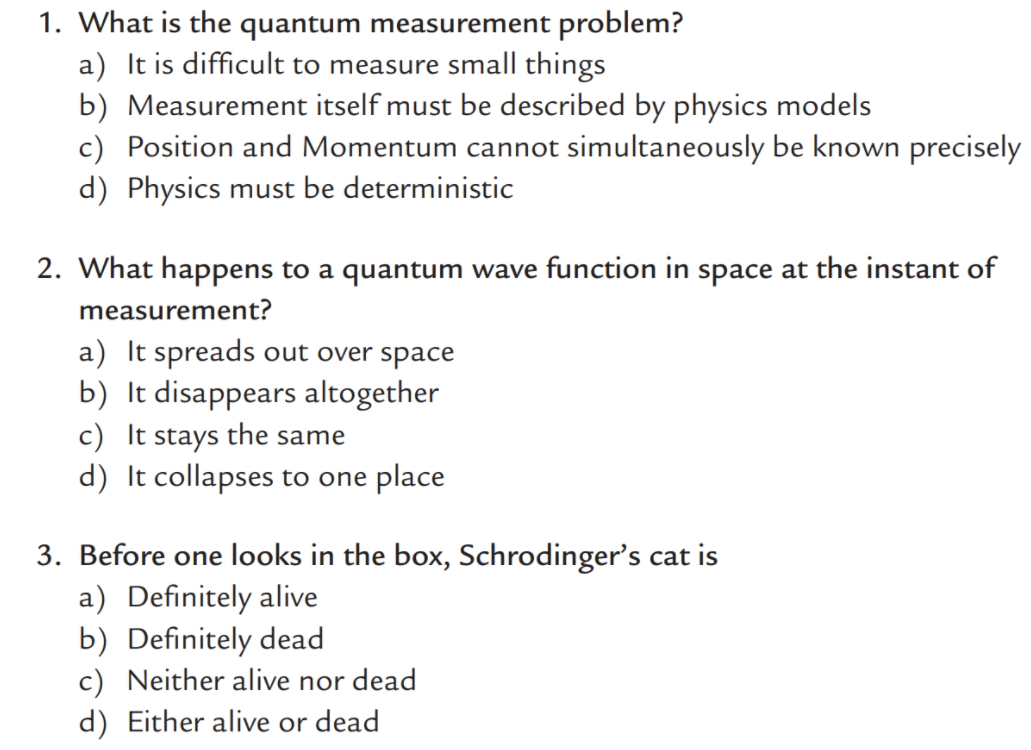 Solved 1. What is the quantum measurement problem? a) It is | Chegg.com