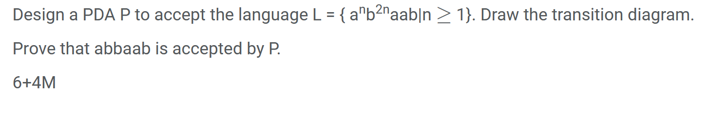 Solved Design a PDA P to accept the language L = { | Chegg.com