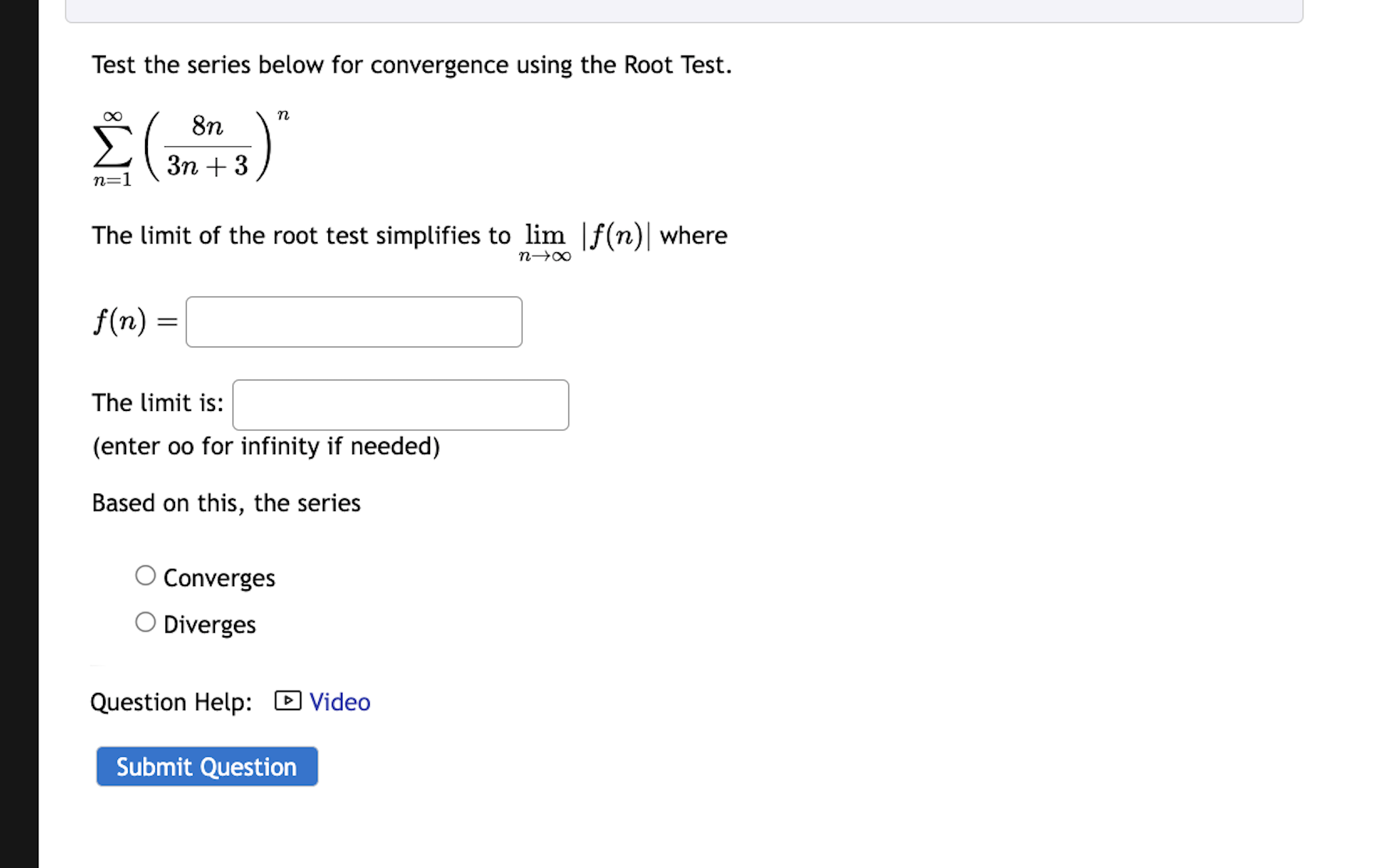 Solved Test the series below for convergence using the Root | Chegg.com