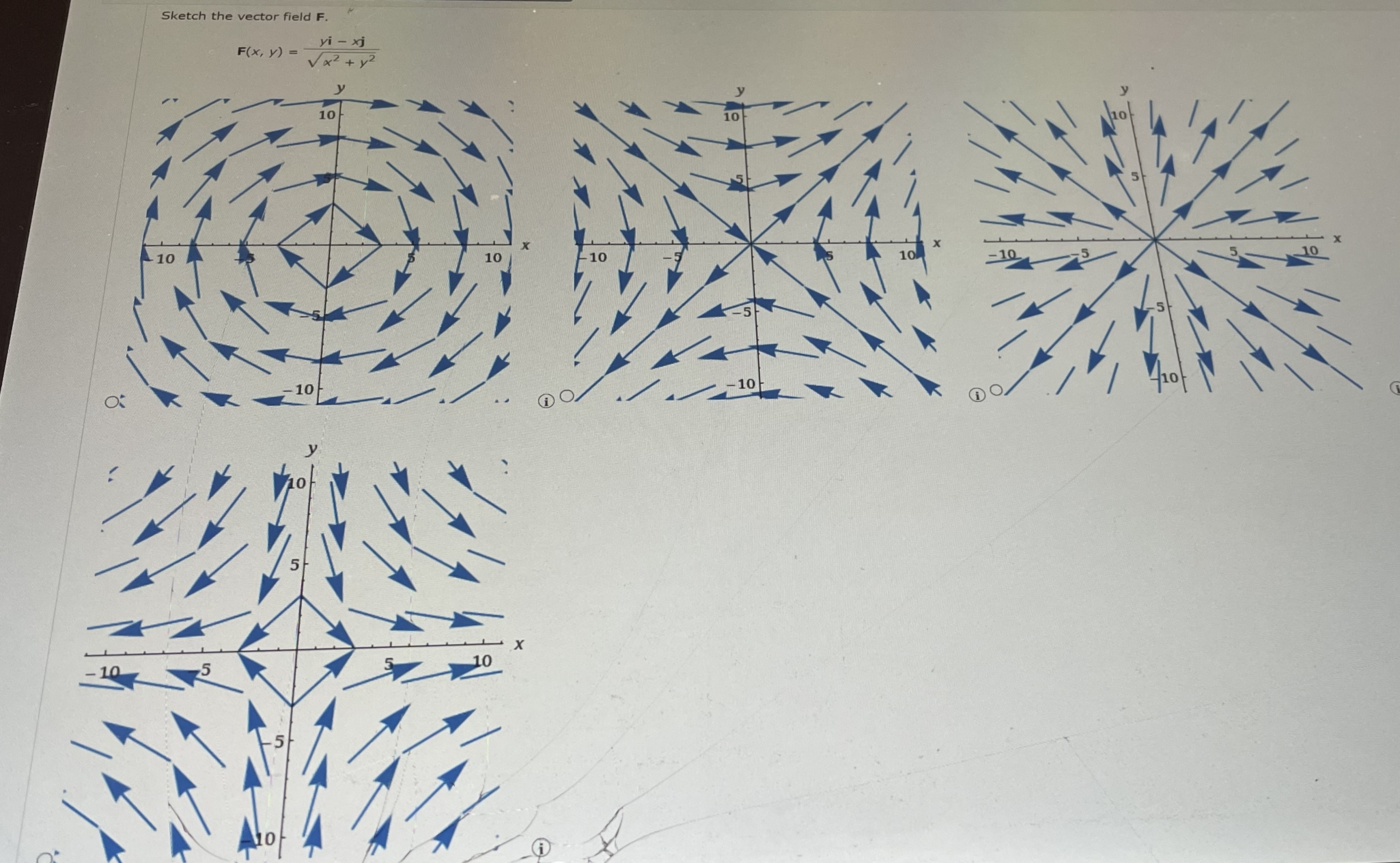 Solved Sketch the vector field F. F(x,y)=x2+y2yi−xj | Chegg.com