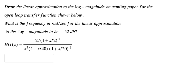 Solved Draw the linear approximation to the log− magnitude | Chegg.com