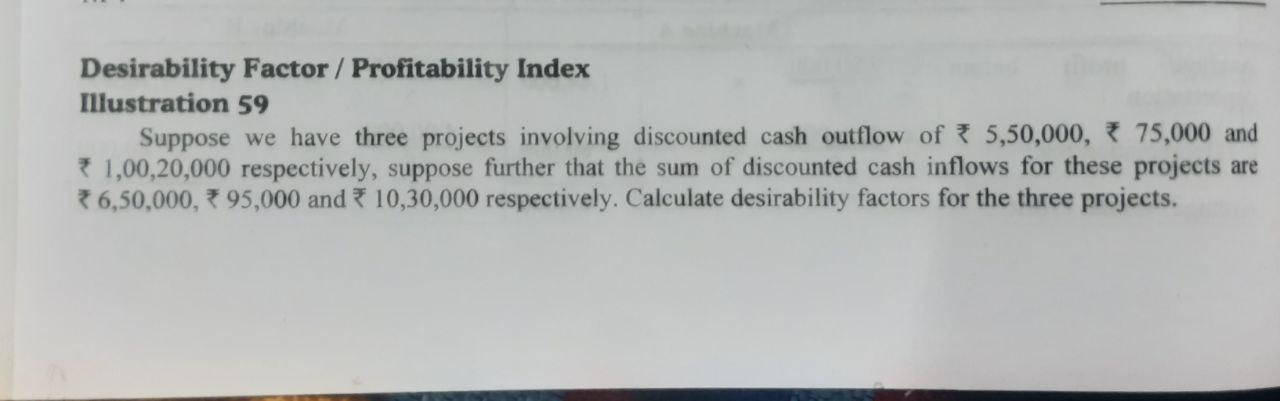 Solved Desirability Factor / Profitability Index | Chegg.com