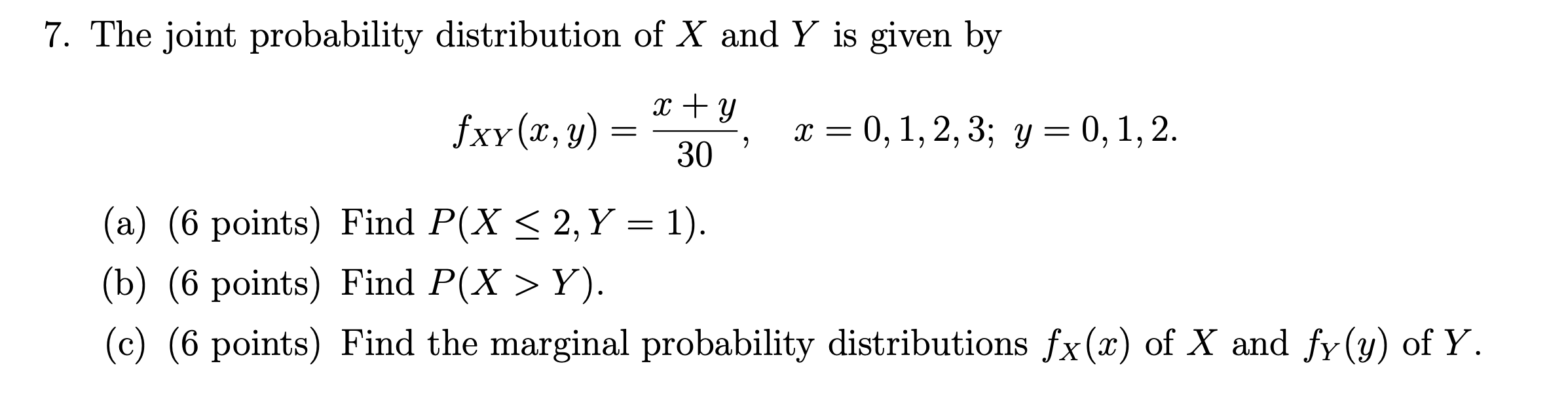 Solved 7. The joint probability distribution of X and Y is | Chegg.com