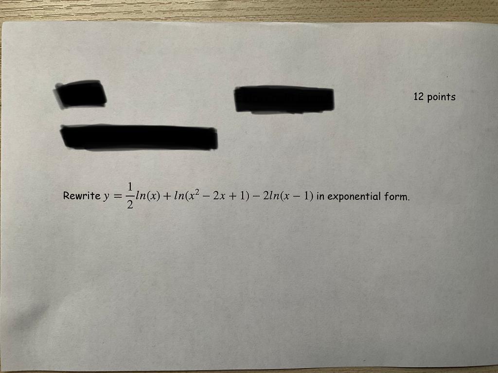 Solved y=21ln(x)+ln(x2−2x+1)−2ln(x−1) | Chegg.com