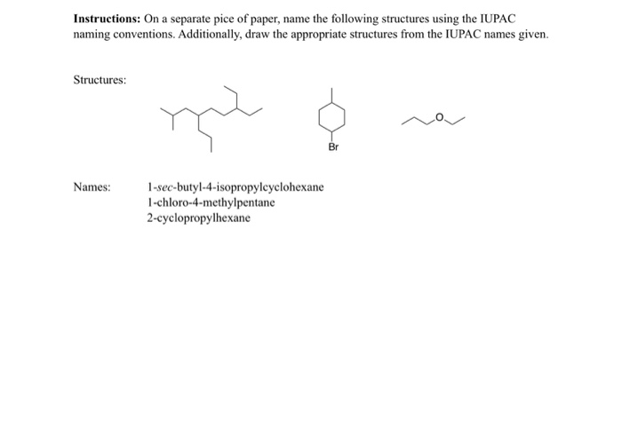Solved Instructions: On a separate pice of paper, name the | Chegg.com