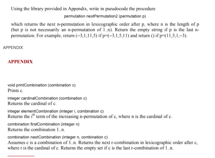Using the library provided in Appendix, write in | Chegg.com
