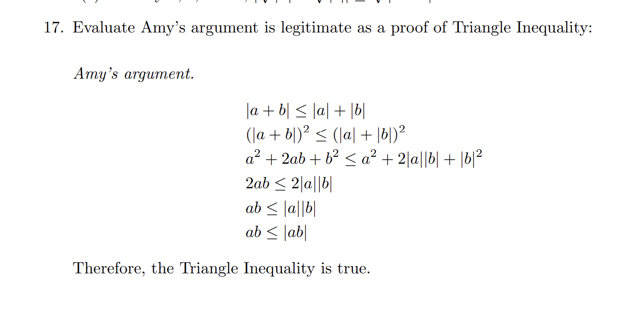 Solved Evaluate Amy's argument is ﻿legitimate as ﻿a proof of | Chegg.com