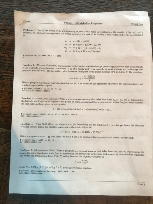 Solved 110 Project 1 (Straight-line Programs) Swami Iyer | Chegg.com