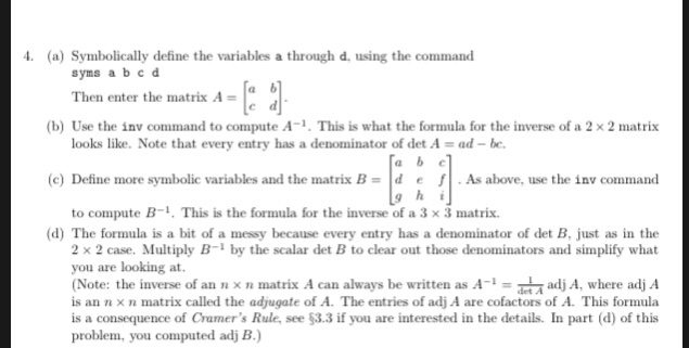 Solved (a) Symbolically define the variables a through d. | Chegg.com