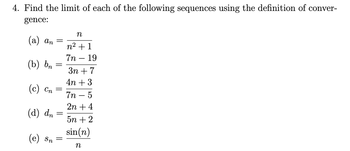 Solved Must use the definition of convergence! Must use the | Chegg.com