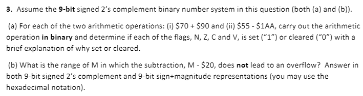 Solved 3. Assume the 9-bit signed 2's complement binary | Chegg.com