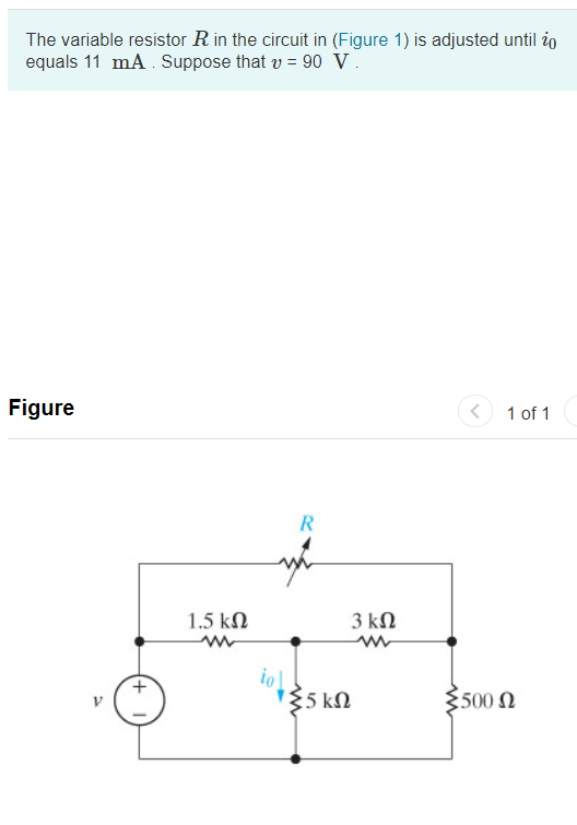Solved The variable resistor R in the circuit in (Figure 1) | Chegg.com