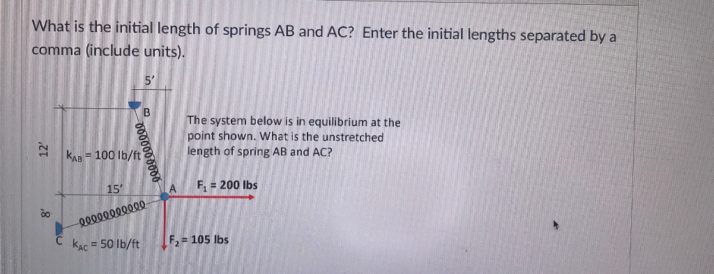 Solved What is the initial length of springs AB and AC? | Chegg.com