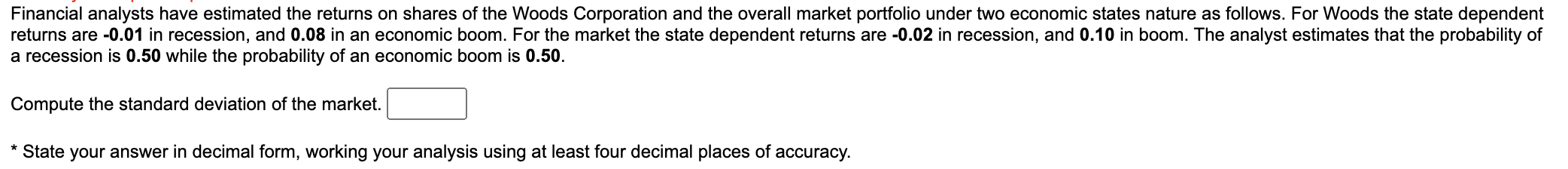 Solved Financial analysts have estimated the returns on | Chegg.com