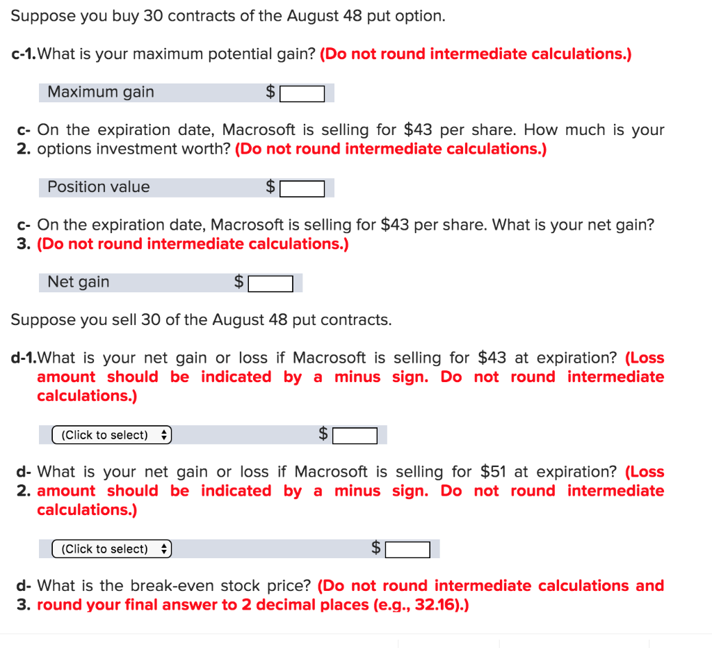 Solved Use the option quote information shown here to answer | Chegg.com