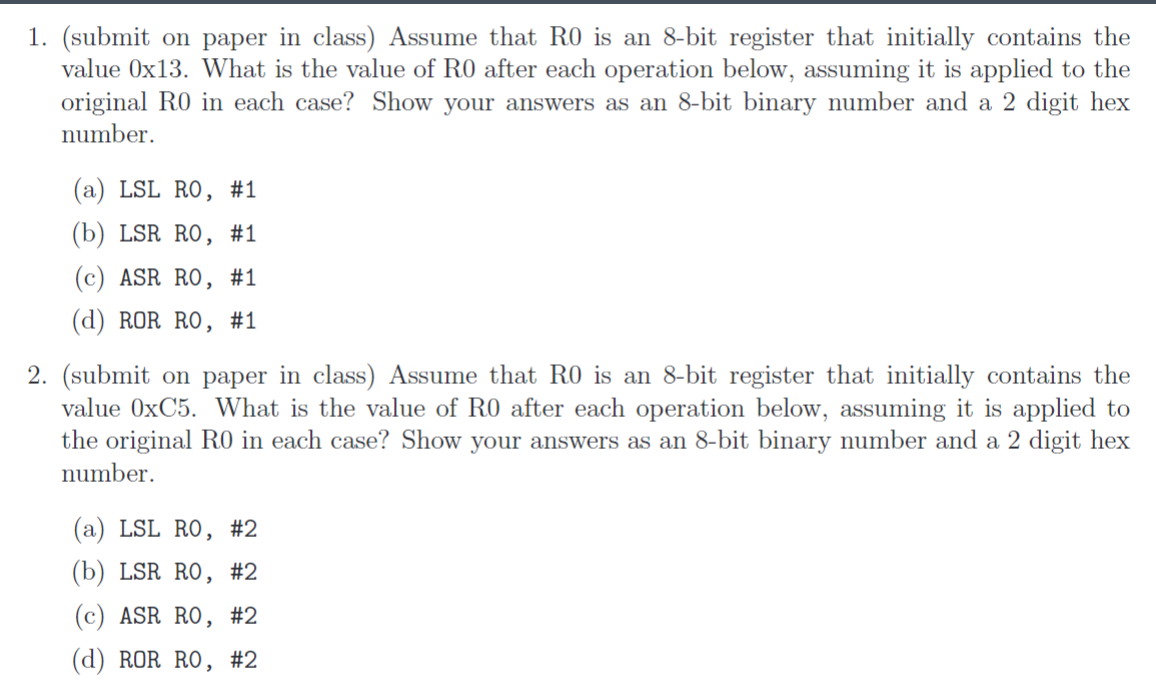 Solved (submit on paper in class) ﻿Assume that R0 ﻿is an | Chegg.com