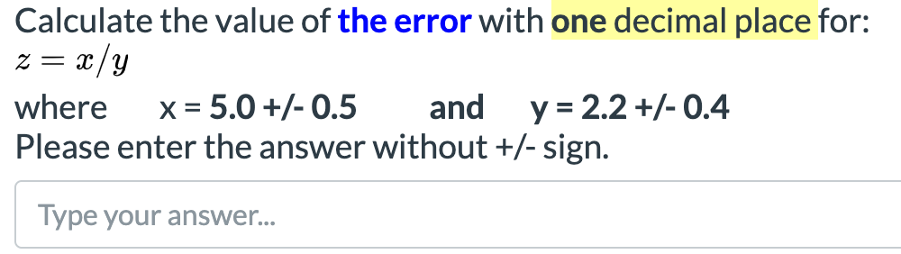 Solved Calculate the value of the error with one decimal | Chegg.com