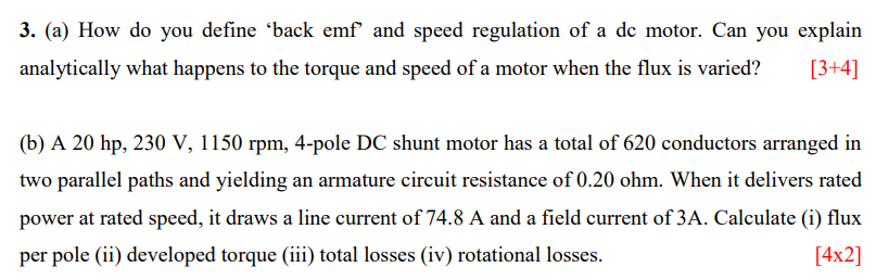 Solved 3. (a) How do you define ‘back emf and speed | Chegg.com