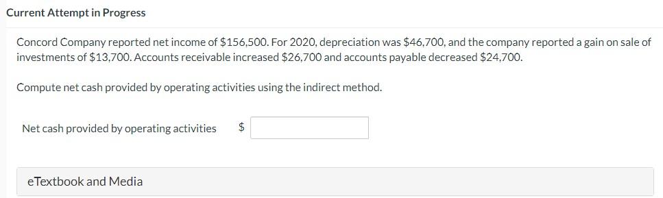 Solved Concord Company reported net income of $156,500. For | Chegg.com