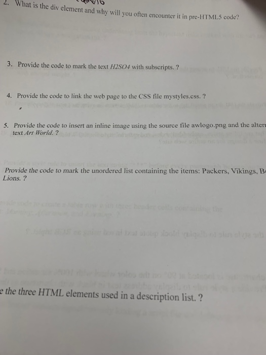 Solved 2. What is the div element and why will you often | Chegg.com