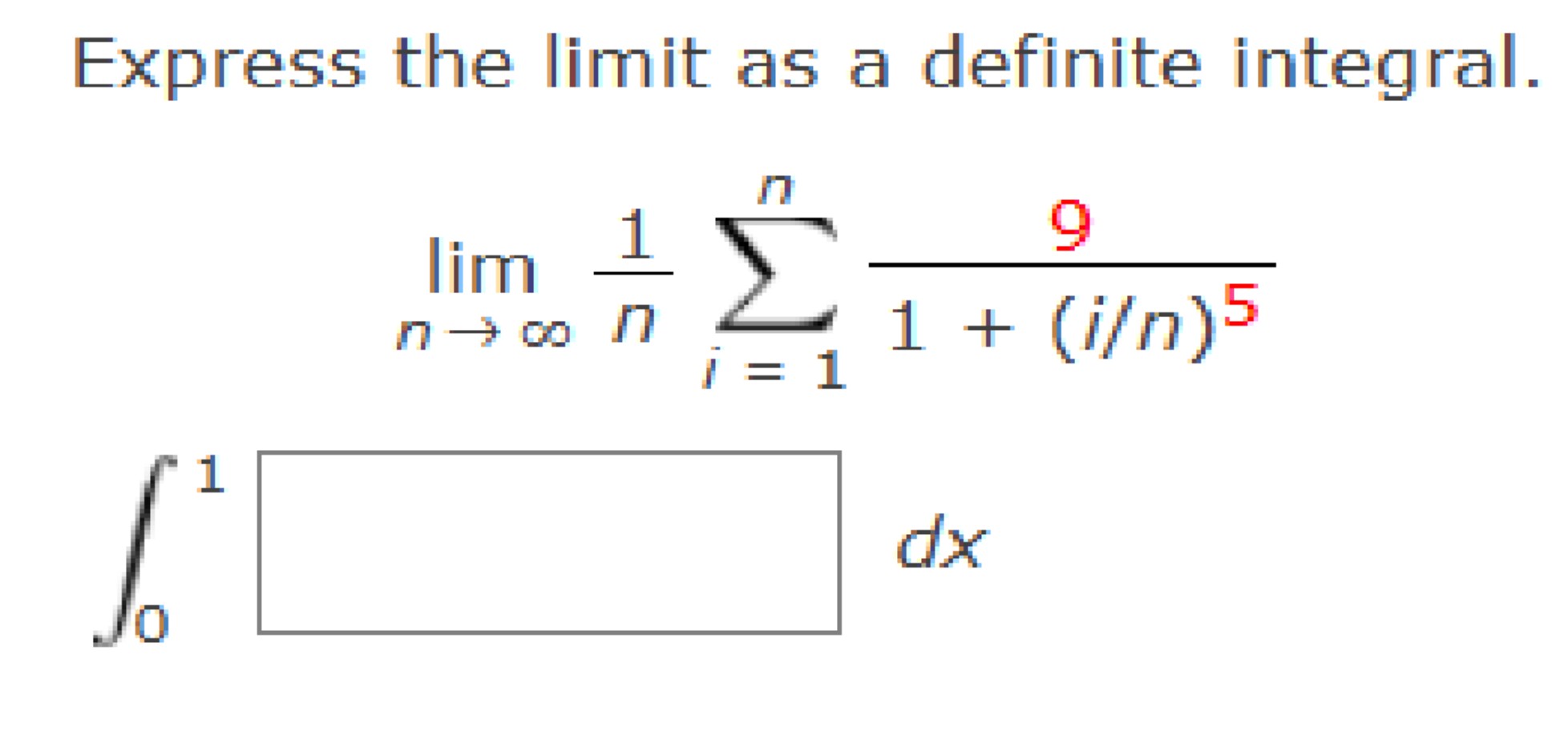 Solved Express the limit as a definite | Chegg.com