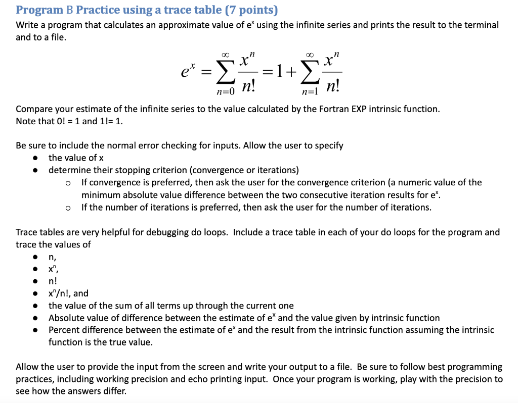 Program B Practice using a trace table (7 points) | Chegg.com