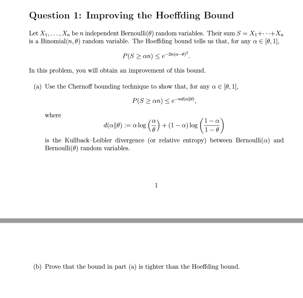 Solved Question 1: Improving the Hoeffding BoundLet | Chegg.com