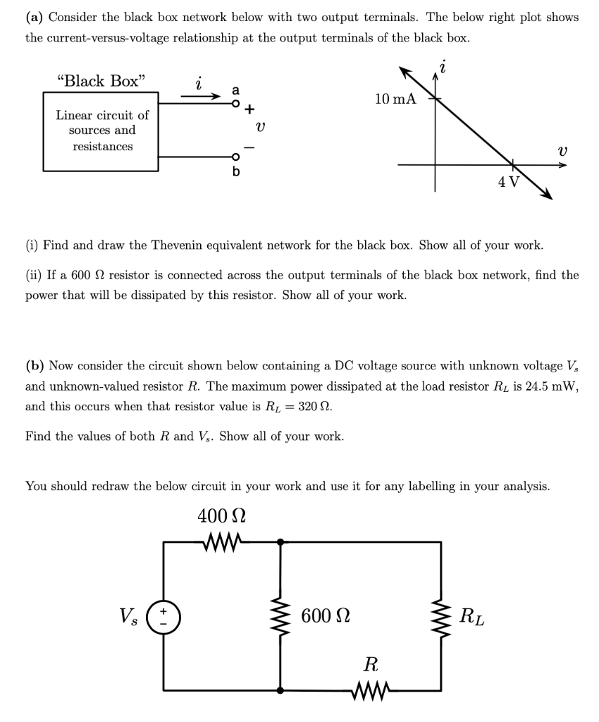 Solved (a) Consider the black box network below with two | Chegg.com