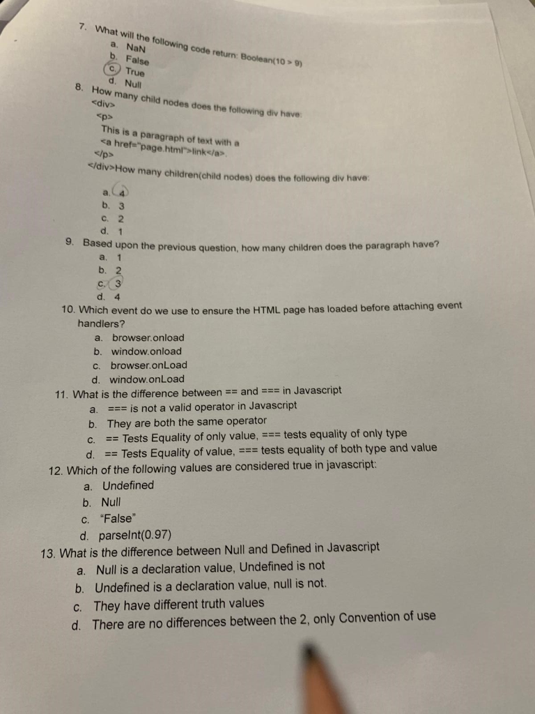 Solved 7. What will the following code return: Boolean(10 9) | Chegg.com