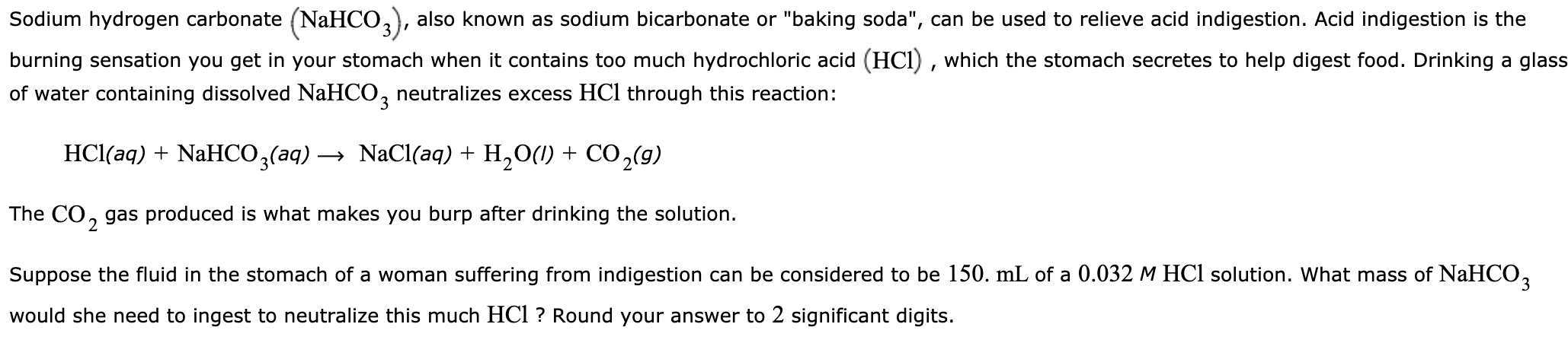 Solved Sodium hydrogen carbonate (NaHCO), also known as | Chegg.com