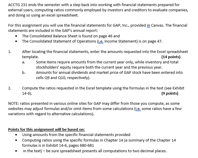 From the Financial Statements of the GAP, identify | Chegg.com