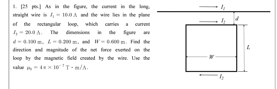 Solved 1. [25 pts.] As in the figure, the current in the | Chegg.com