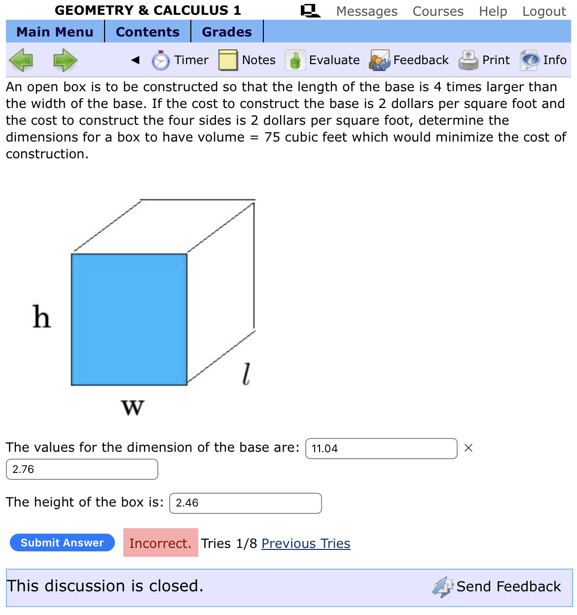Solved An open box is to be constructed so that the length | Chegg.com