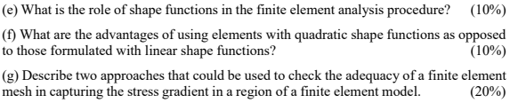 Solved (e) What is the role of shape functions in the finite | Chegg.com