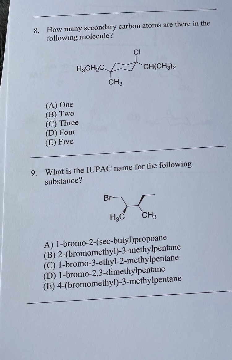 Solved 8. How many secondary carbon atoms are there in the | Chegg.com