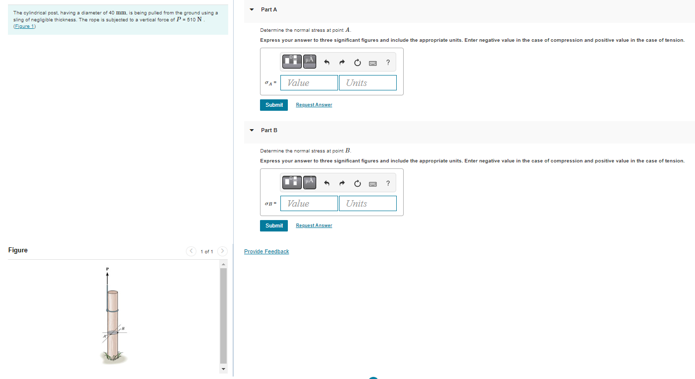 Solved The cylindrical post, having a diameter of 40 mm, is | Chegg.com