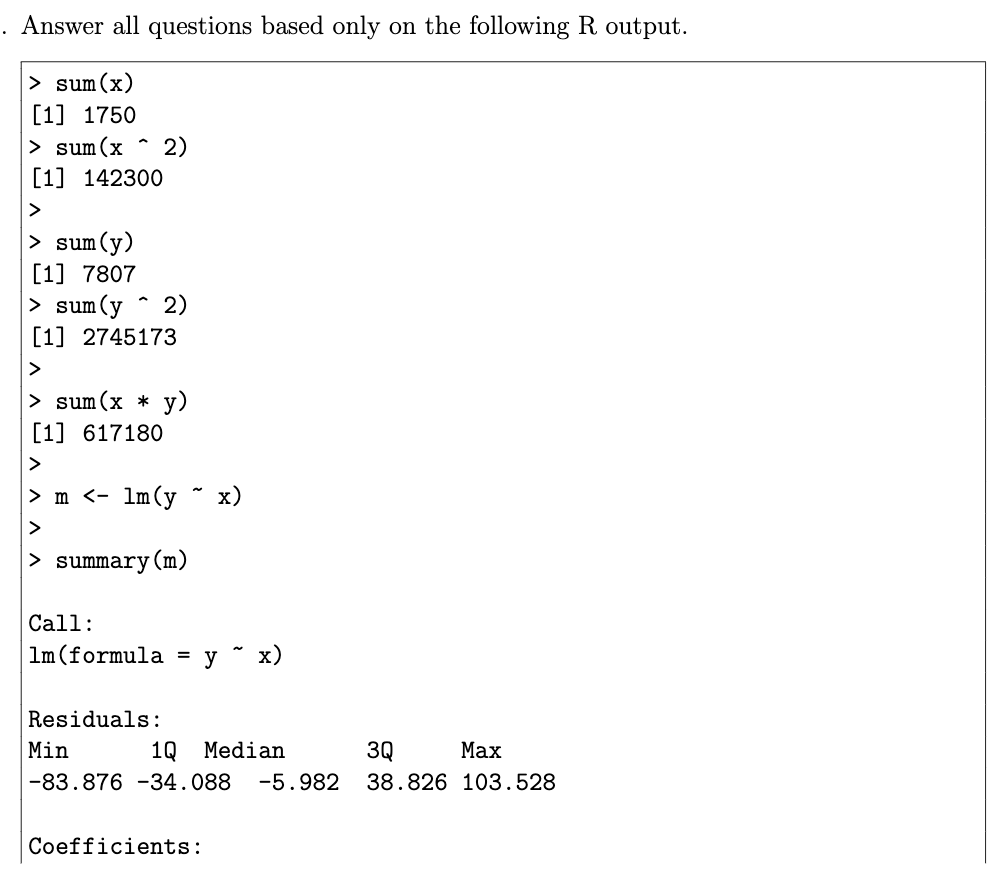 . Answer all questions based only on the following R | Chegg.com