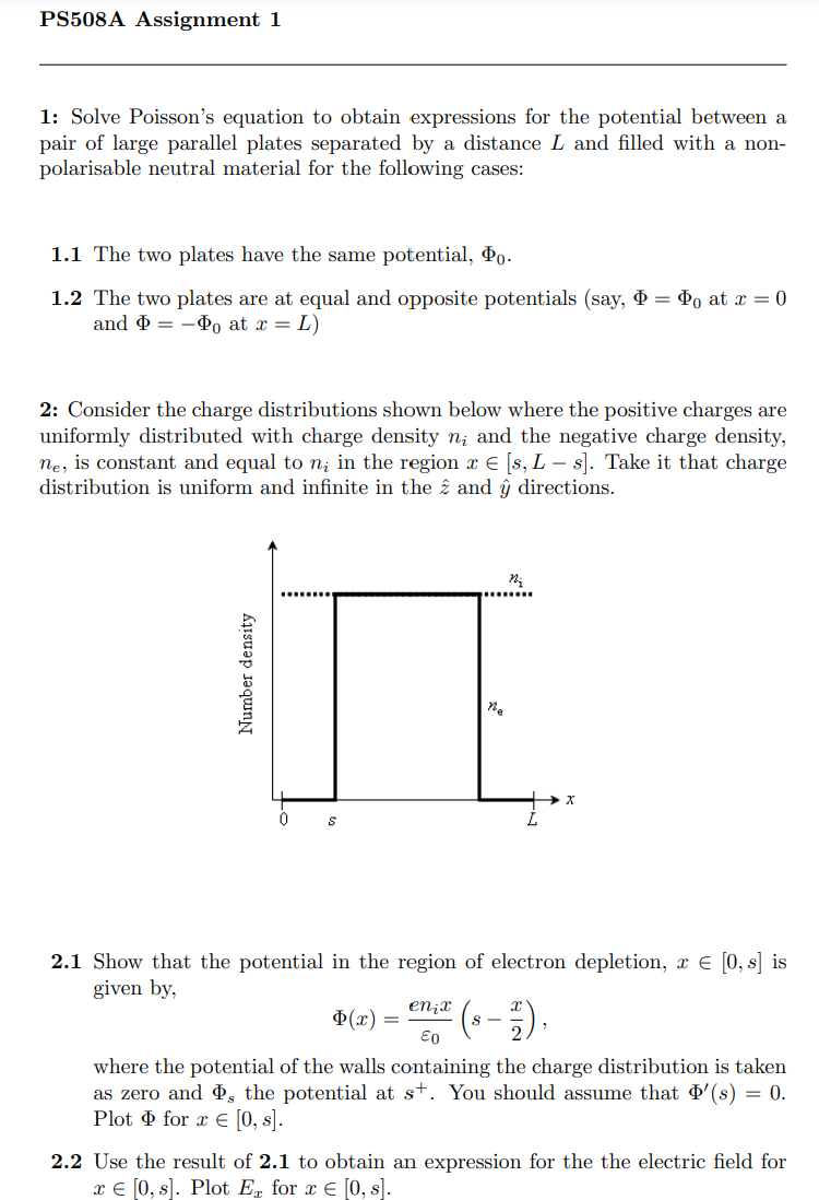 PS508A Assignment 1 1: Solve Poisson's equation to | Chegg.com