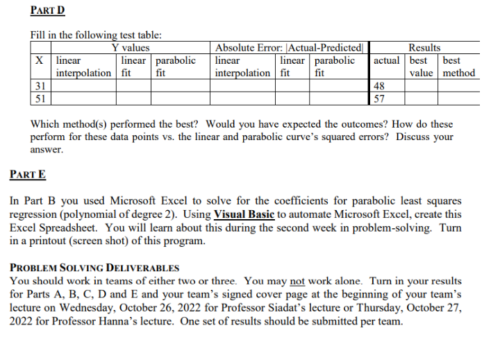 Solved Fill in the following test table: Which method(s) | Chegg.com